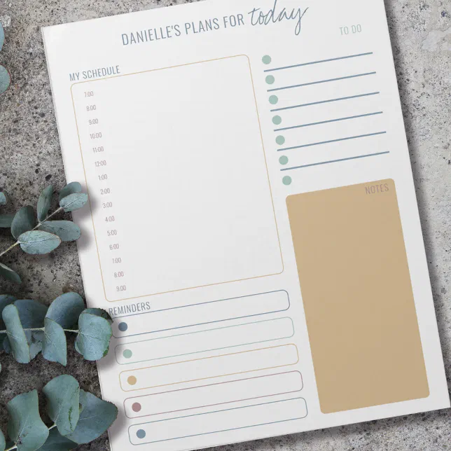Daily Planner Modern Schedule Notes and To Do List | Zazzle