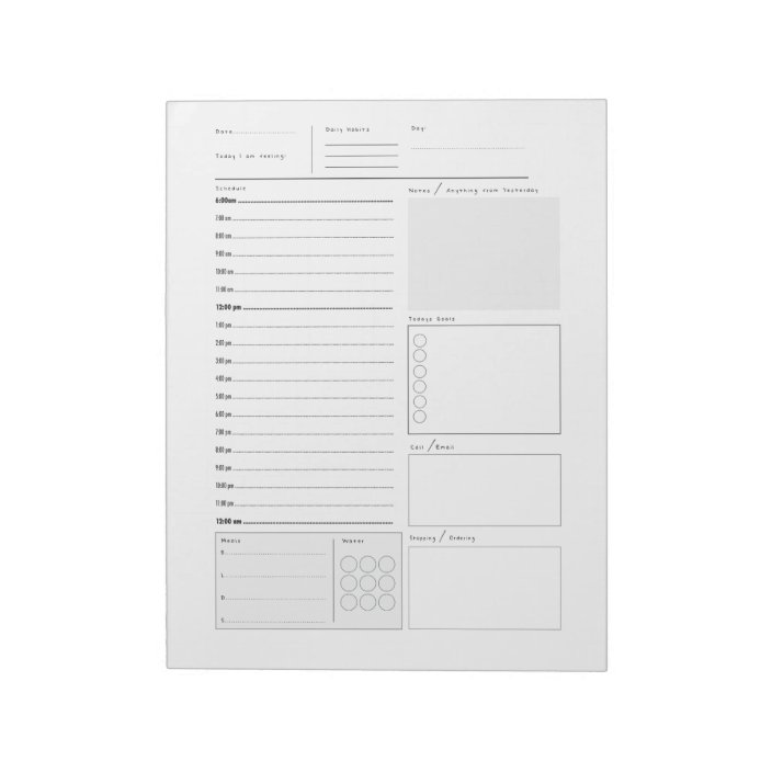 Daily planner notepad | Zazzle.com