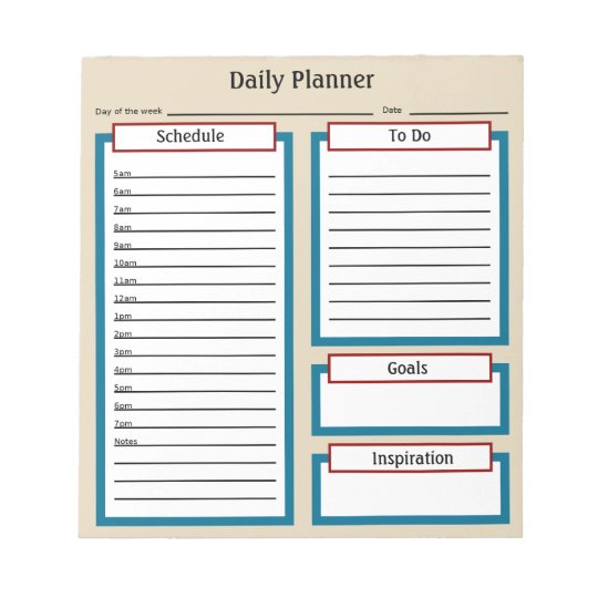 Daily Planner Notepad | Zazzle.com