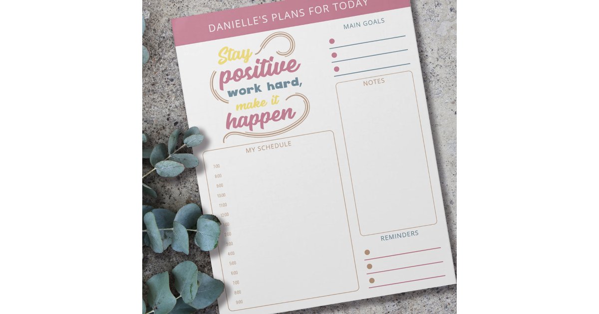 Daily Planner Quote Goals Notes and Schedule | Zazzle