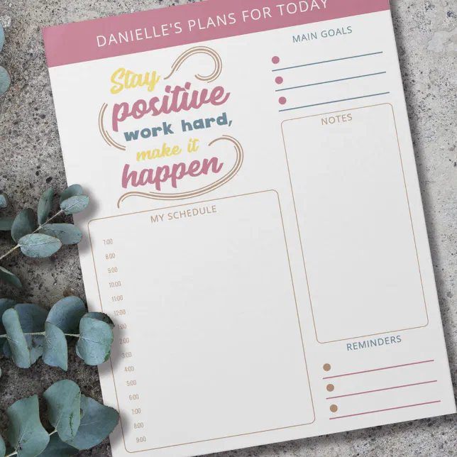 Daily Planner Quote Goals Notes and Schedule | Zazzle