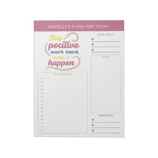 Daily Planner Quote Goals Notes and Schedule | Zazzle
