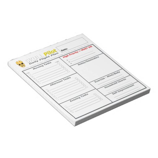 Daily Planner - SkullPilot Daily Flight Plan Notepad | Zazzle