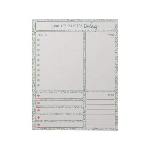 Daily Planner Winter Greenery Note Meal To Do List | Zazzle