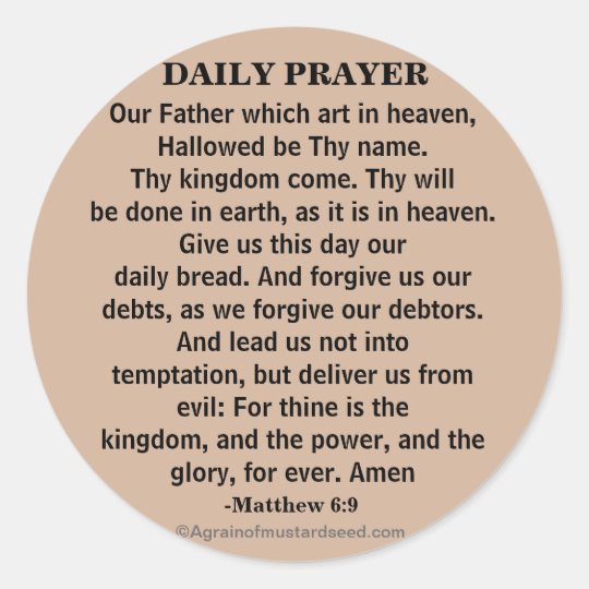 Daily Prayer Our Father KJV Classic Round Sticker | Zazzle.com