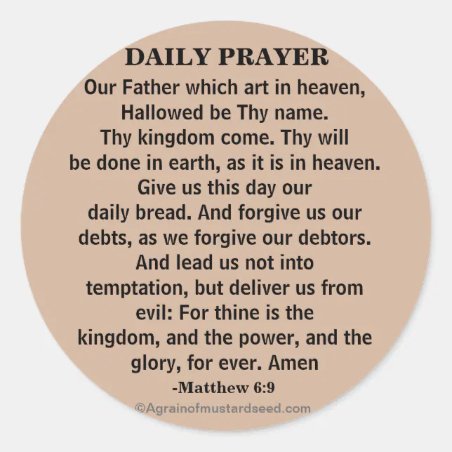 Daily Prayer Our Father KJV Classic Round Sticker | Zazzle