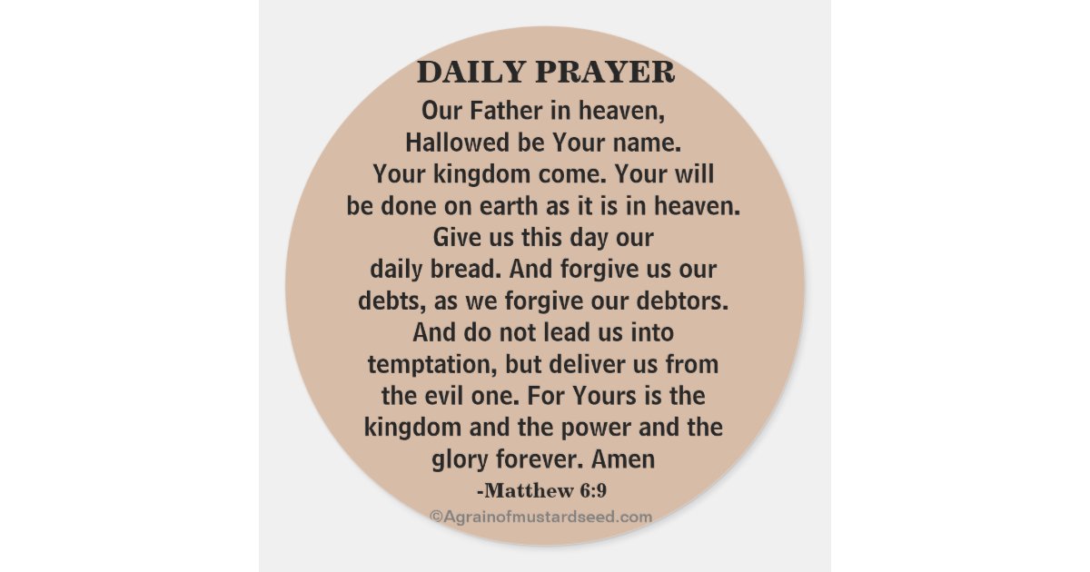 Daily Prayer Our Father NKJV Classic Round Sticker | Zazzle