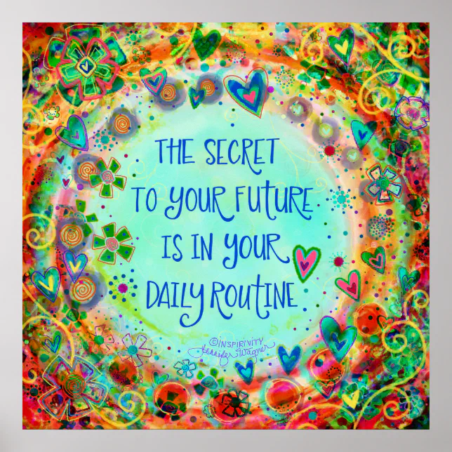 Daily Routine Pretty Abstract Floral Inspirivity Poster | Zazzle