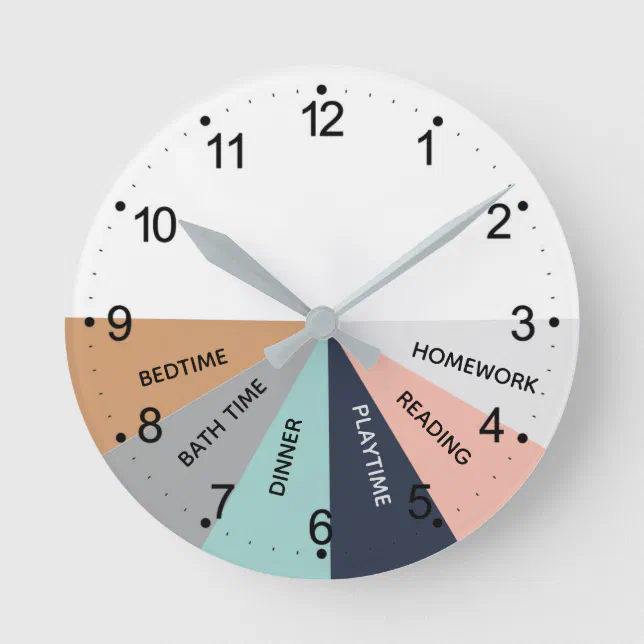 Daily Schedule Colors Round Clock | Zazzle
