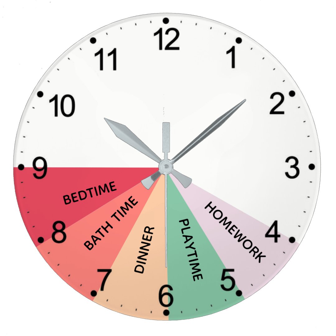 Daily Schedule Colors Round Clock | Zazzle