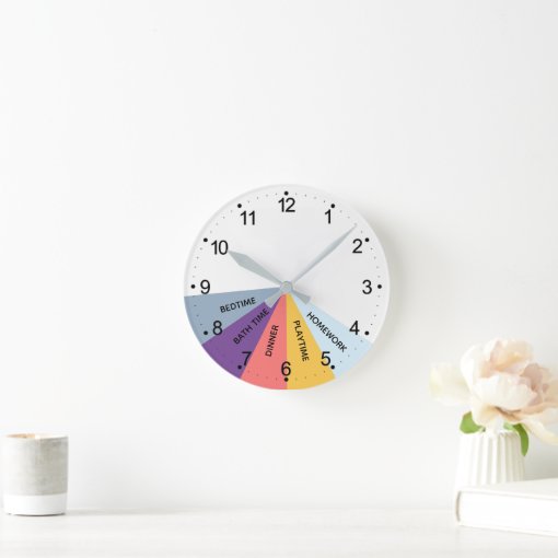 Daily Schedule Colors Round Clock | Zazzle