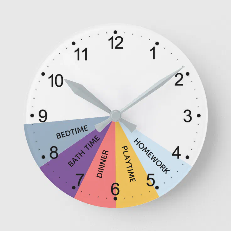 Daily Schedule Colors Round Clock | Zazzle