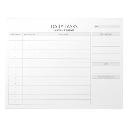 Daily Tasks Note Pad | Zazzle.com