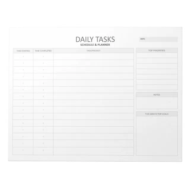Daily Tasks Note Pad | Zazzle