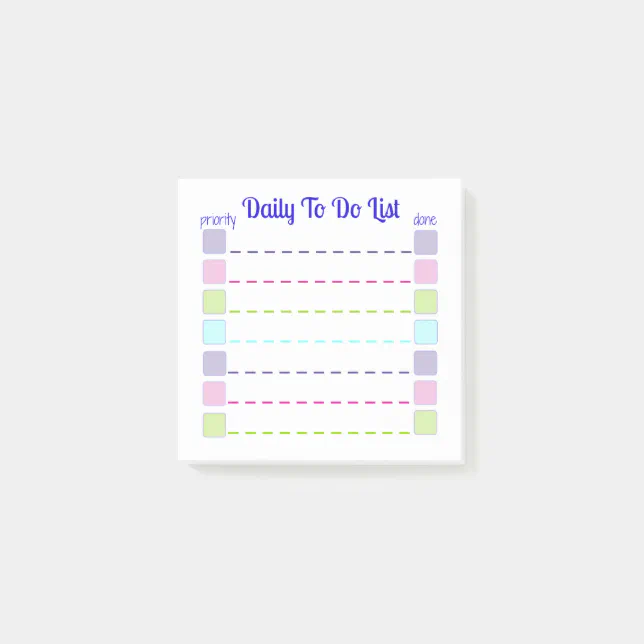 Daily To Do List Sticky Notes | Zazzle