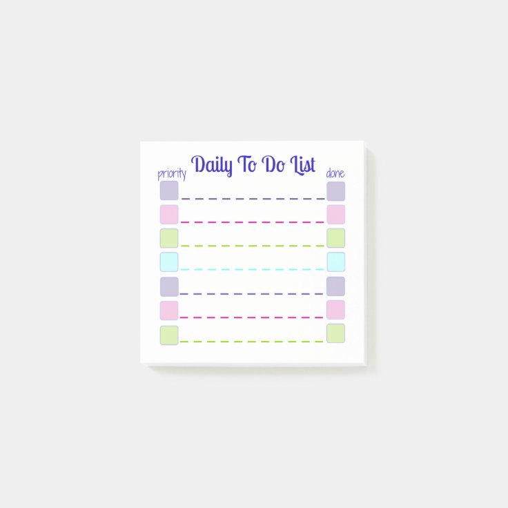 Daily To Do List Sticky Notes | Zazzle