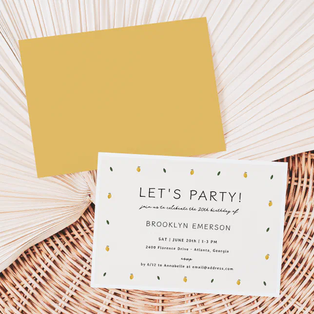 Dainty Lemon Party Invitation | Zazzle