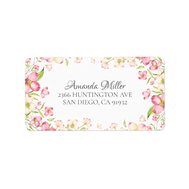 Dainty Pink Floral Return Address Label | Zazzle