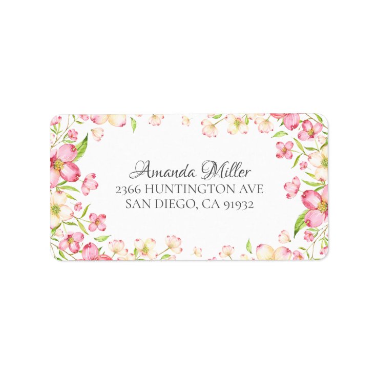 Dainty Pink Floral Return Address Label | Zazzle