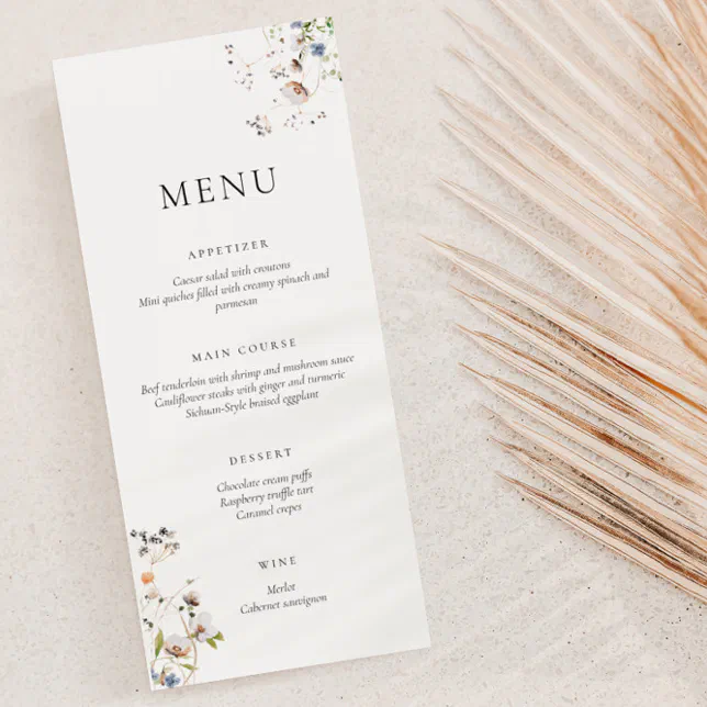 Dainty Wildflower Menu | Zazzle