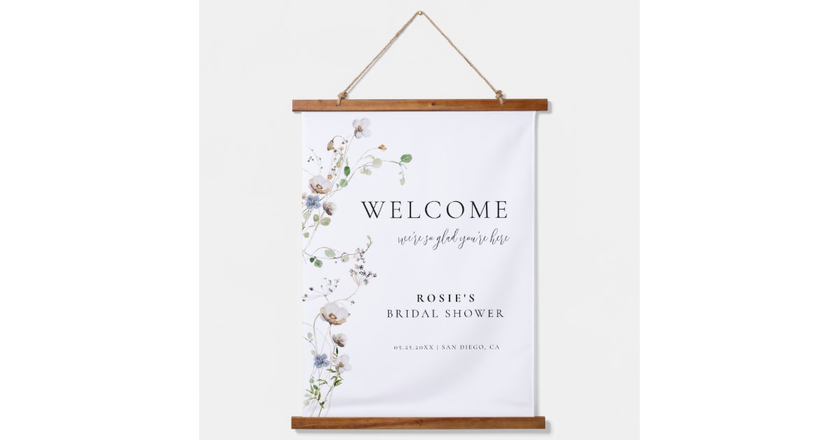 Dainty Wildflower Welcome Sign Hanging Tapestry | Zazzle