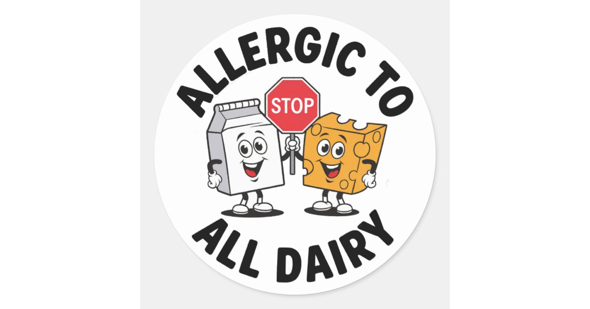 Dairy Allergy Alert Classic Round Sticker | Zazzle