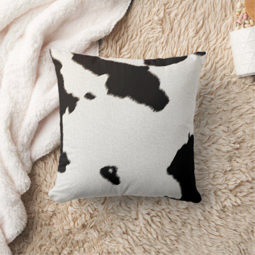dairy cow black and white spots elegant throw pillow | Zazzle