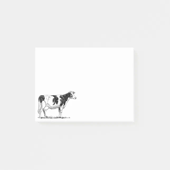 Dairy Cow Holstein Fresian Pencil Drawing Post-it Notes | Zazzle