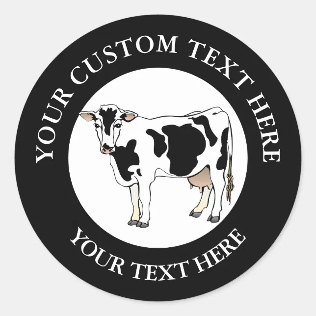 Dairy Cow Icon Logo Custom 3" Classic Round Sticker | Zazzle