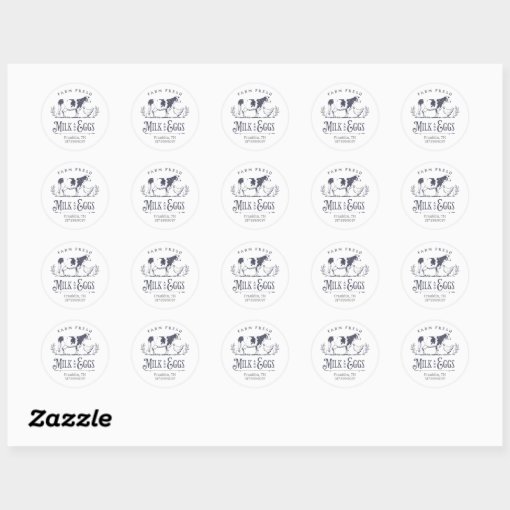 Dairy Cow Illustration Label Sticker | Zazzle