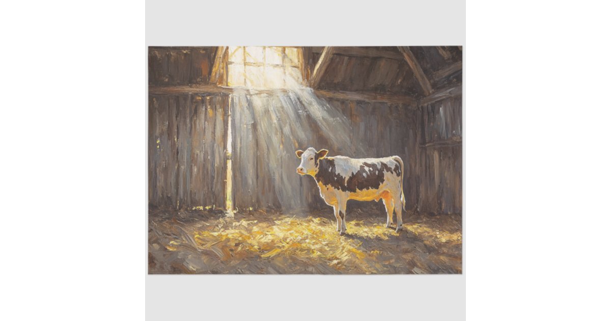 Dairy Cow in a Barn Rustic Farm Decoupage Tissue Paper | Zazzle