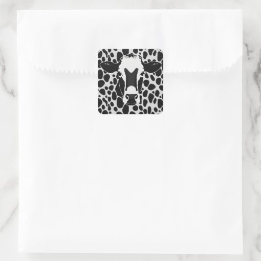 Dairy Cow Print Square Sticker | Zazzle