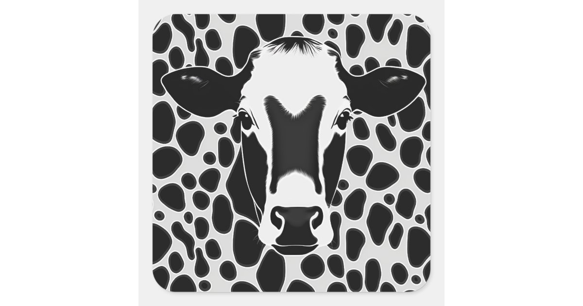 Dairy Cow Print Square Sticker | Zazzle