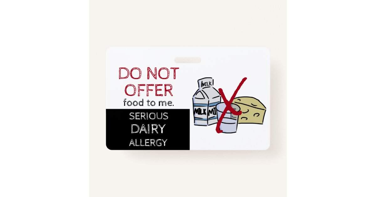 Dairy Food Allergy Alert Label Badge | Zazzle