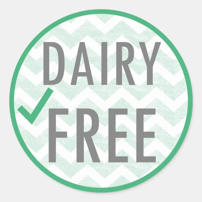 Dairy Free Food Allergy Baking Green Chevron Classic Round Sticker | Zazzle