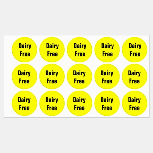 Dairy Free Food Allergy Restaurant School Labels | Zazzle