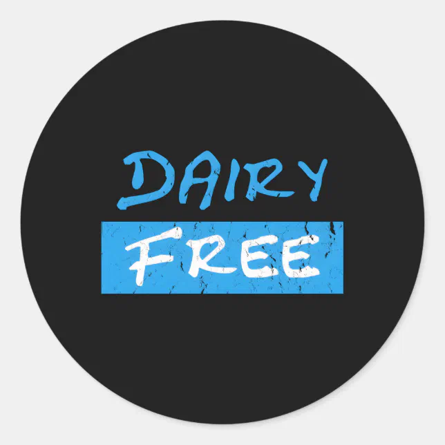 Dairy Free No Milk Distressed Classic Round Sticker | Zazzle