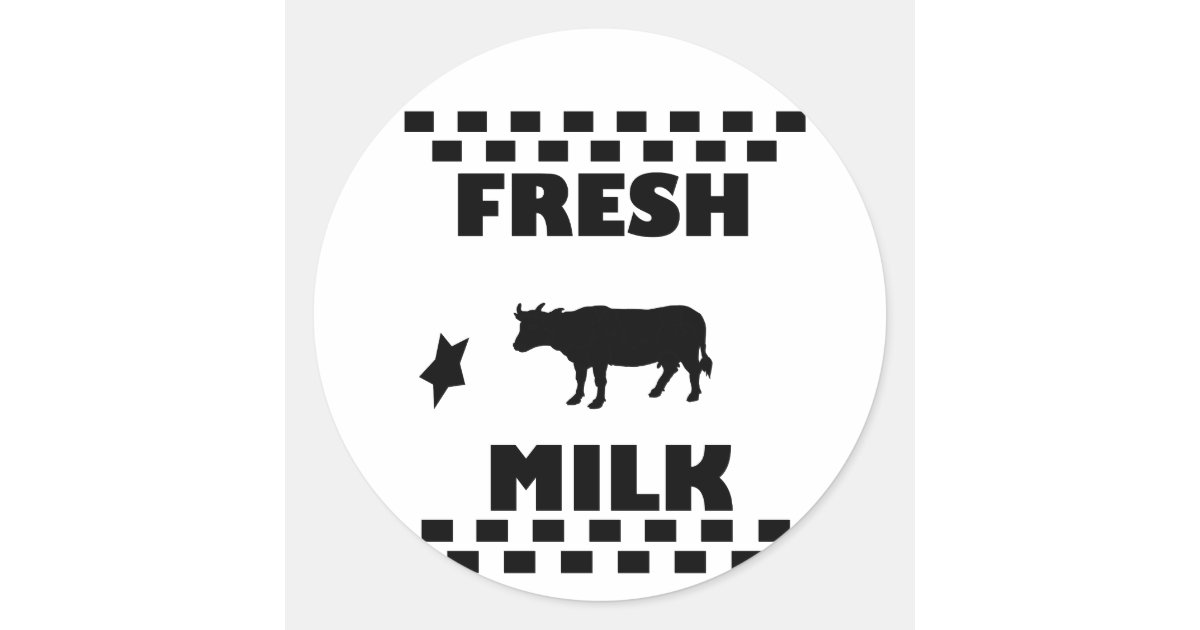 Dairy fresh cow milk classic round sticker | Zazzle