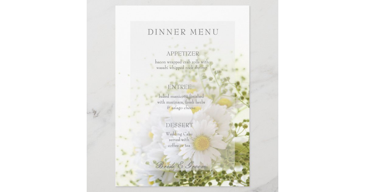 Daisies in Love- Editable Wedding Bouquet menu | Zazzle