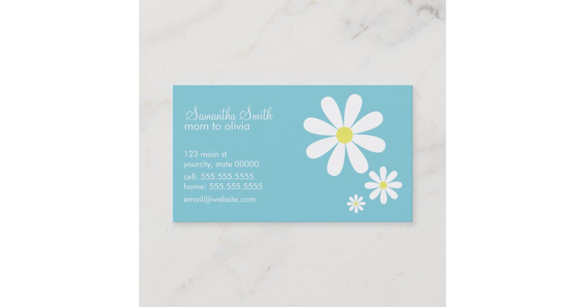 Daisies on Blue Calling Card | Zazzle