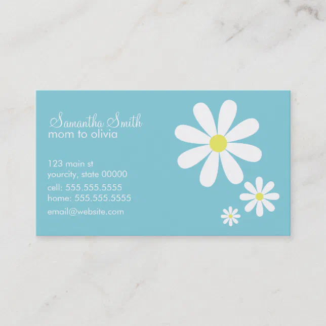 Daisies on Blue Calling Card | Zazzle