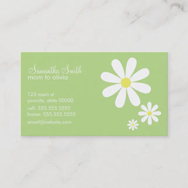 Daisies on Green Calling Card | Zazzle