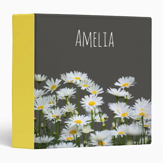 Daisies on Grey 3 Ring Binder | Zazzle