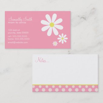 Daisies on Pink Calling Card | Zazzle