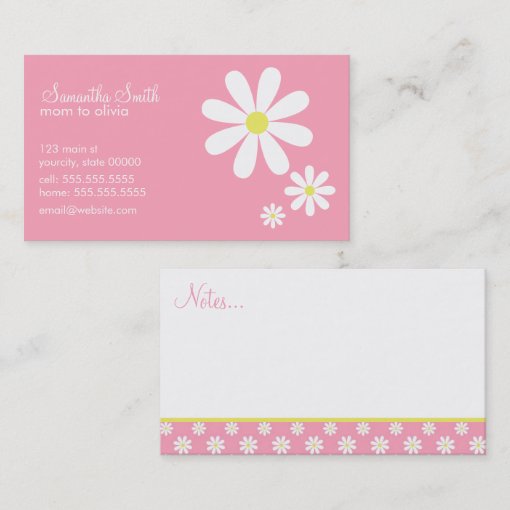 Daisies on Pink Calling Card | Zazzle