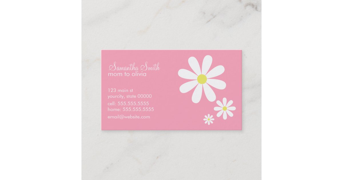 Daisies on Pink Calling Card | Zazzle