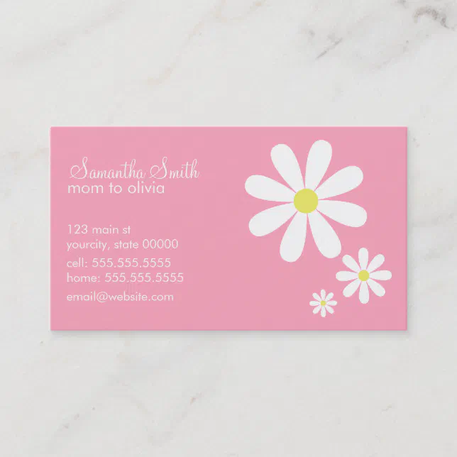 Daisies on Pink Calling Card | Zazzle