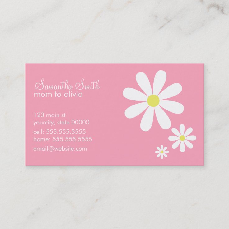 Daisies on Pink Calling Card | Zazzle