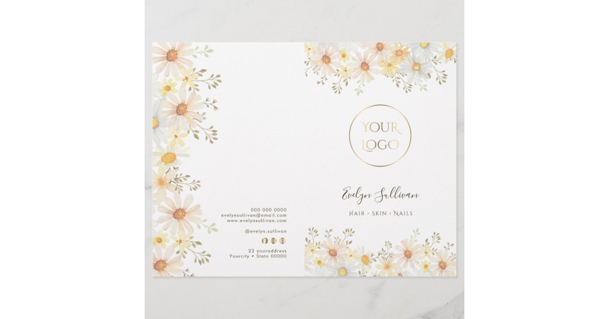 Daisies service menu brochure | Zazzle