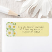 Daisies White Yellow Floral Typography Address Label | Zazzle
